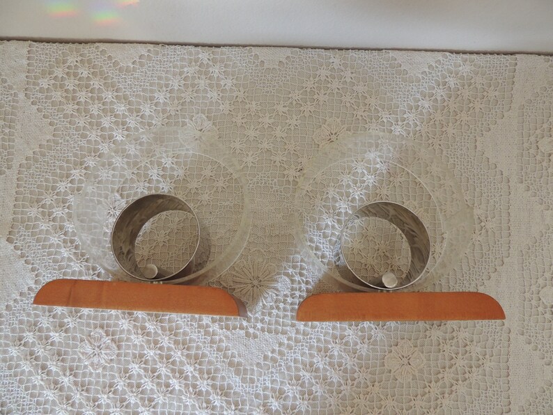 Round Wood Bookends. Art Deco Style Bookends. Plastic Wood - Etsy