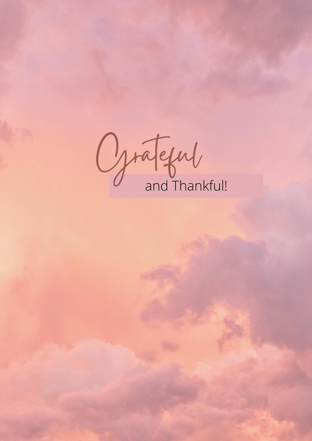 Pink Sky Grateful Motivational Wallpaper - Etsy