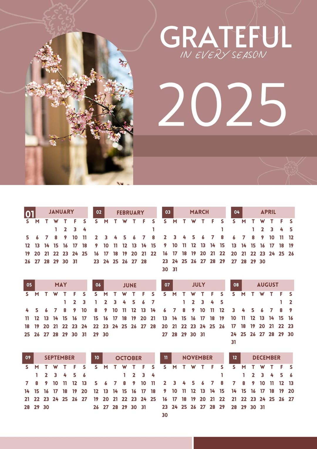 Elegant 2025 Calendar With Gratitude - Etsy
