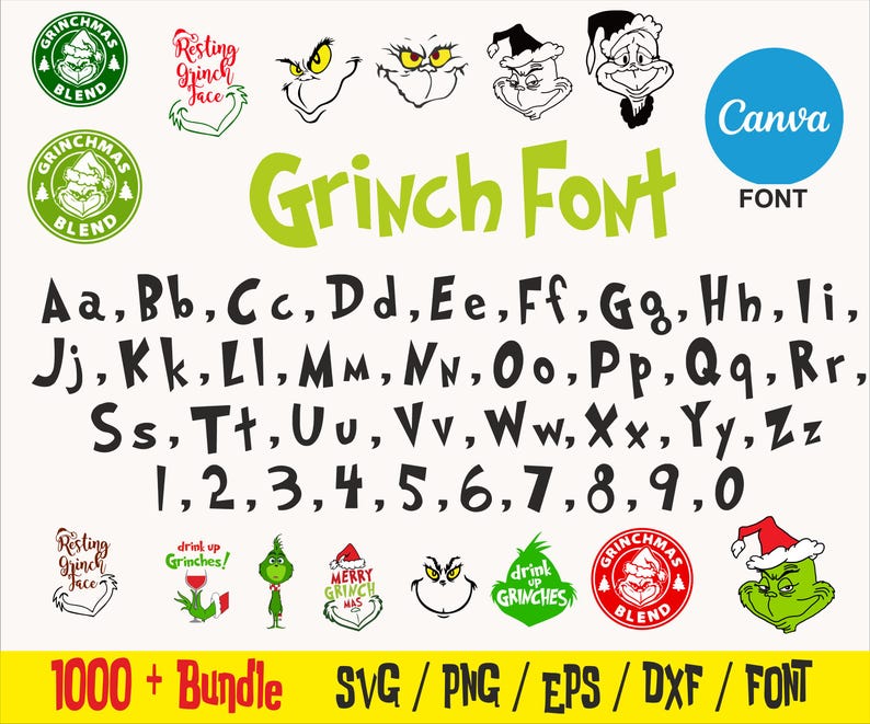 Green Font Svg Bundle, Green Character Font, Christmas Holiday Fonts ...