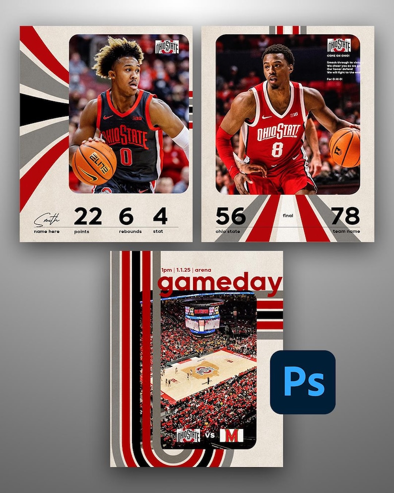 Vintage Sports Stats, Gameday, & Scorecard Photoshop Templates - Etsy
