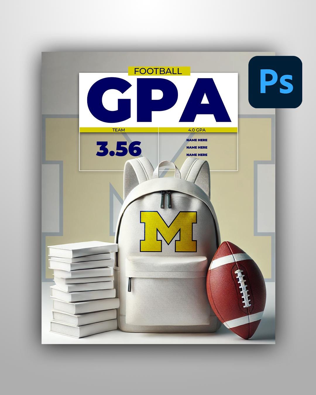 GPA Sports Photoshop Template - Etsy