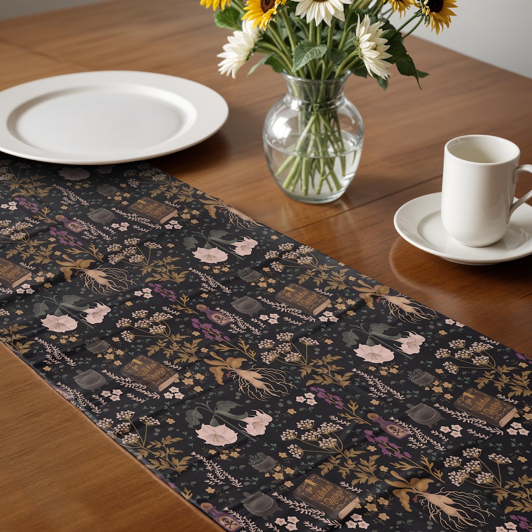 The Witches Garden Table Runner, Halloween Party Decor, Witchy Dining ...