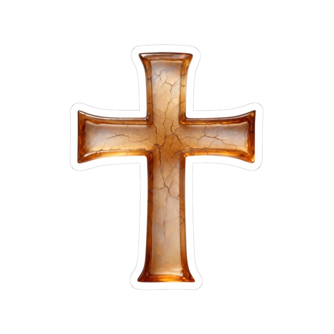 Amber Glass Cross Sticker | Kiss-cut Religious Christian Decal ...