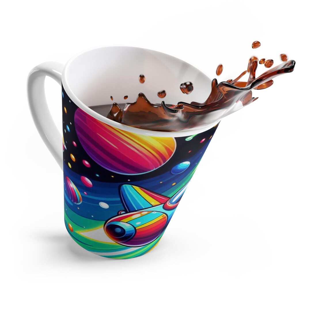Bubble Gum Space Odyssey Latte Mug, Cute Coffee Cup for Astronaut Fans ...