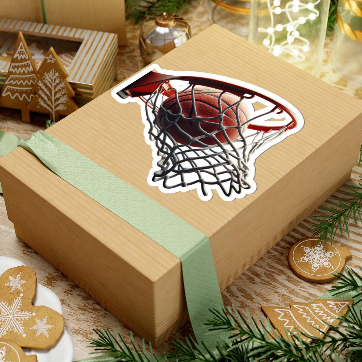 Basketball Hoop Stickers: Glossy Vinyl B-ball Swish Decal. Blacktop ...