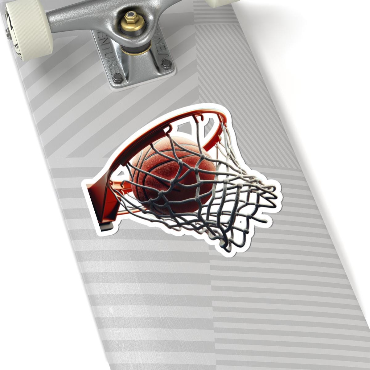Basketball Hoop Stickers: Glossy Vinyl B-ball Swish Decal. Blacktop ...