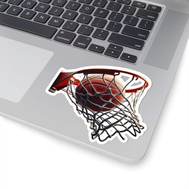 Basketball Hoop Stickers: Glossy Vinyl B-ball Swish Decal. Blacktop ...