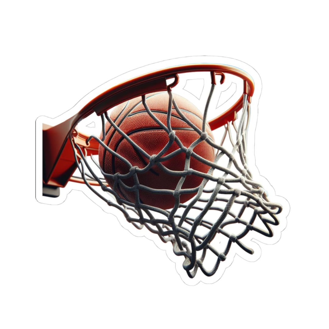 Basketball Hoop Stickers: Glossy Vinyl B-ball Swish Decal. Blacktop ...