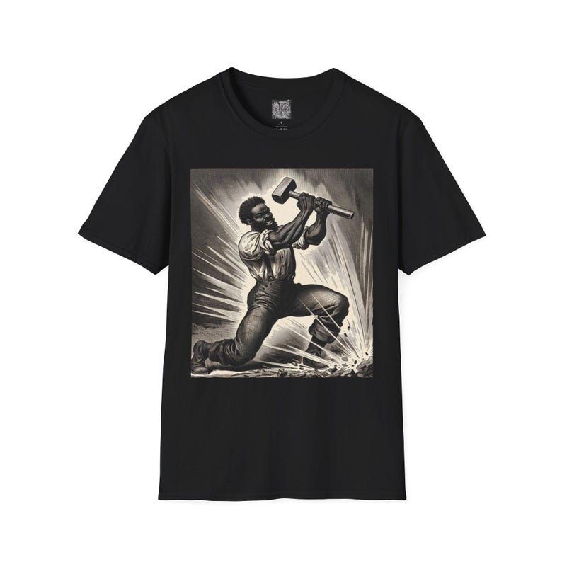 John Henry Illustration T-shirt | Vintage Folk Hero Worker Art, Man Vs ...