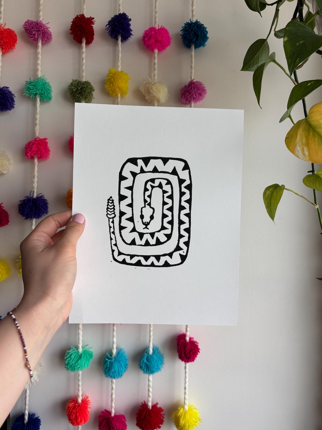 Rattlesnake Block Print | Original Hand-carved Linocut | - Etsy