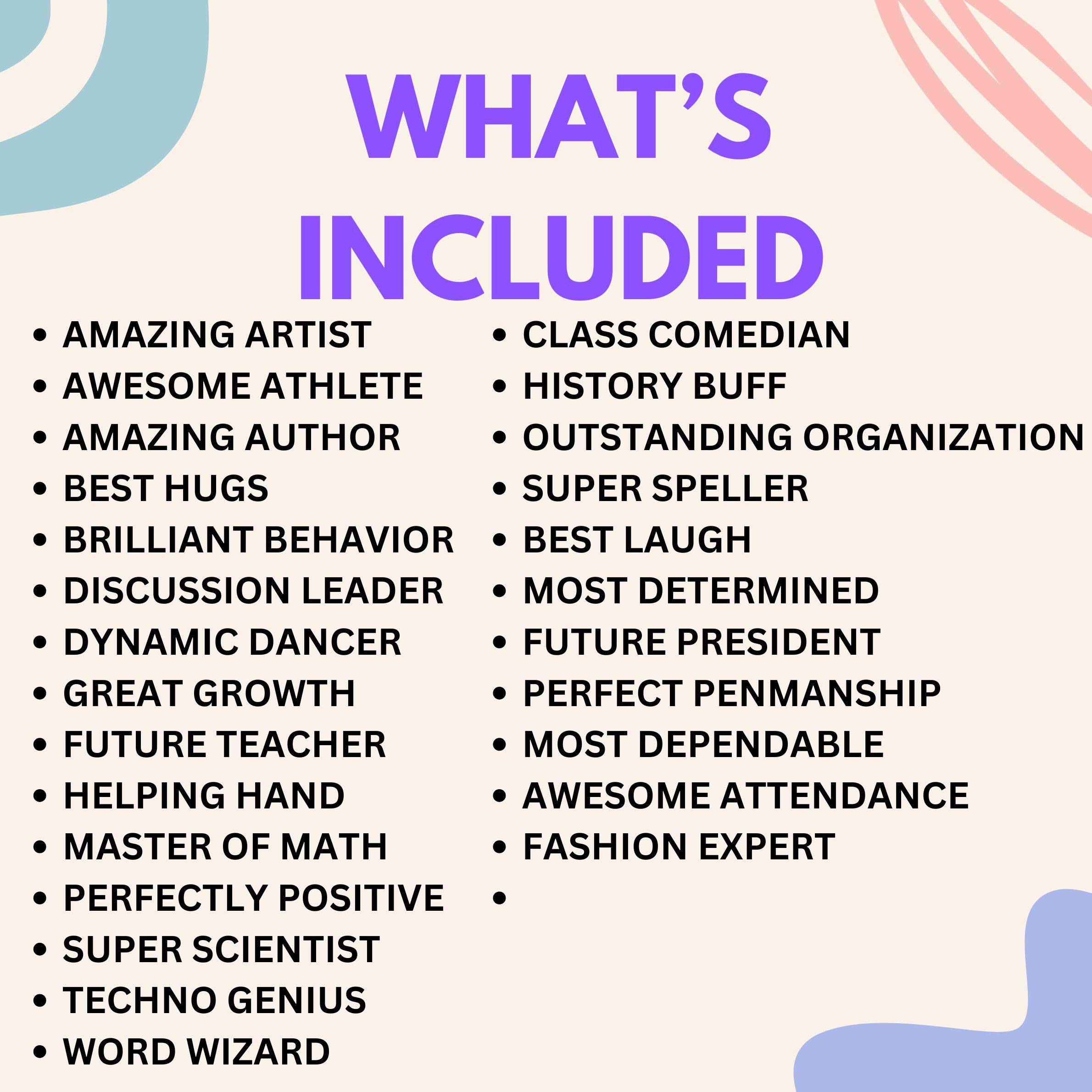 26 Student Award Certificates, Classroom End of Year Certificate, Most ...