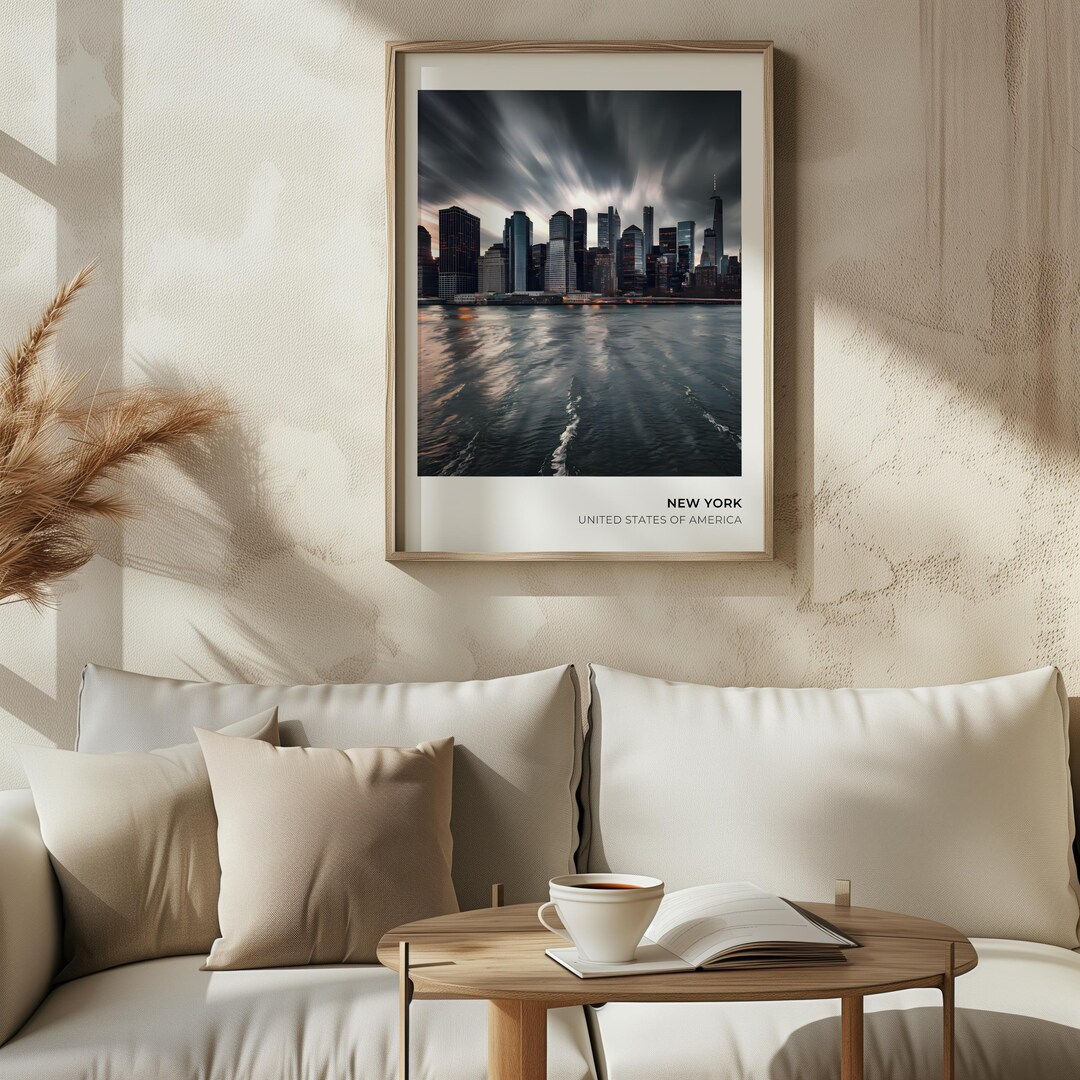 Framed Poster of New York City Skyline With Majestic River View – Urban ...