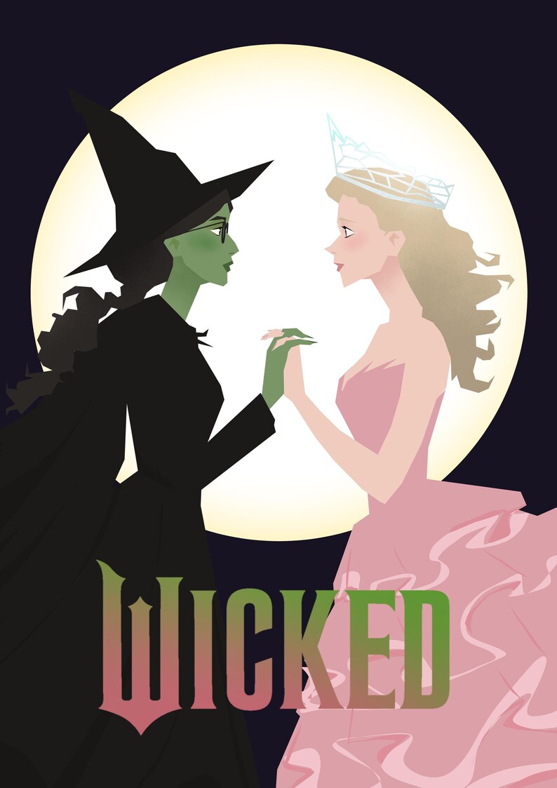 WICKED Poster - Elphaba and Glinda POSTER Musical Movie - Etsy