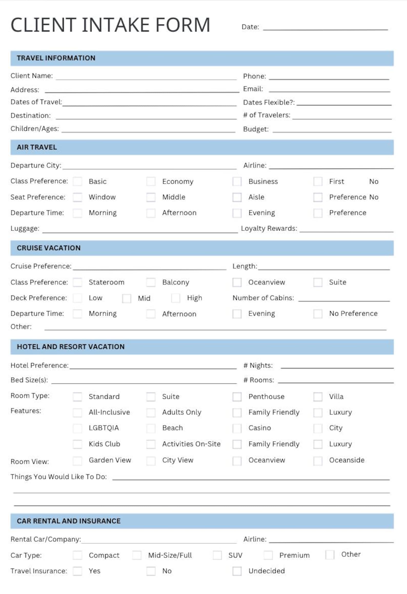 Customizable Client Intake Form - Multi-color Digital PDF - Remarkable ...