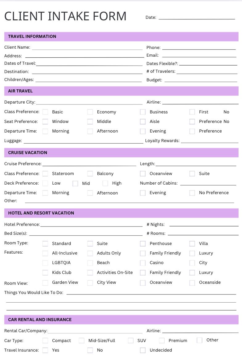 Customizable Client Intake Form - Multi-color Digital PDF - Remarkable ...