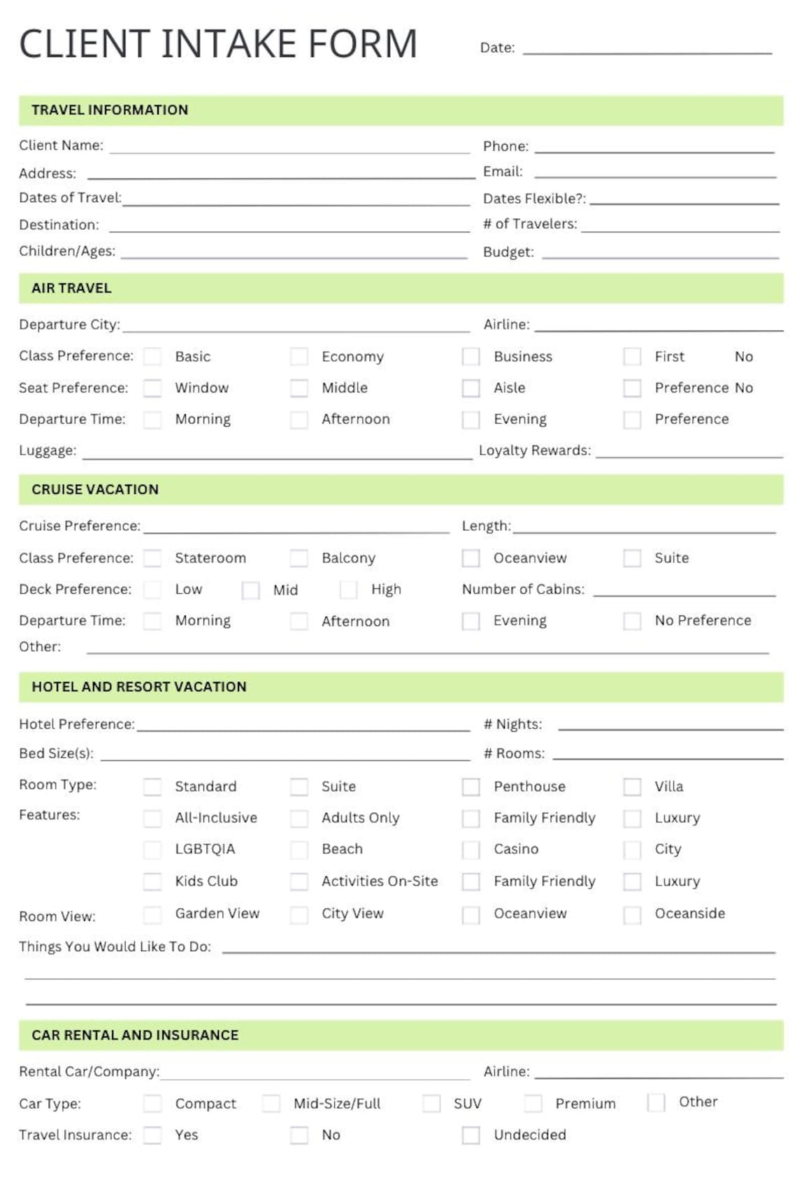 Customizable Client Intake Form - Multi-color Digital PDF - Remarkable ...