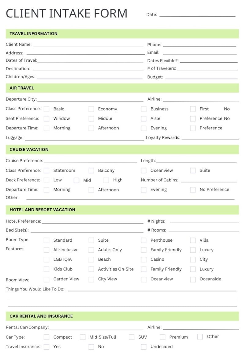 Customizable Client Intake Form - Multi-color Digital PDF - Remarkable ...