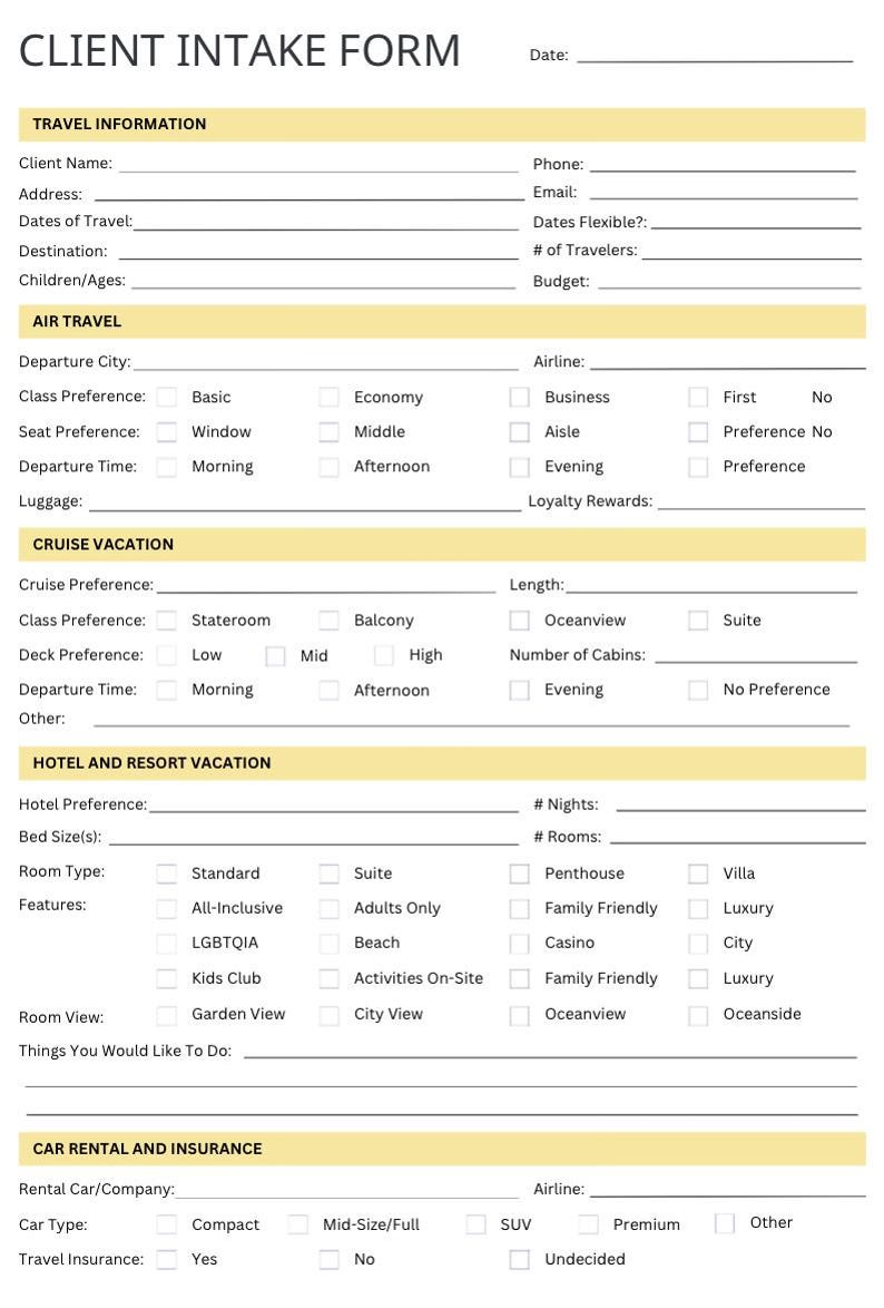 Customizable Client Intake Form - Multi-color Digital PDF - Remarkable ...