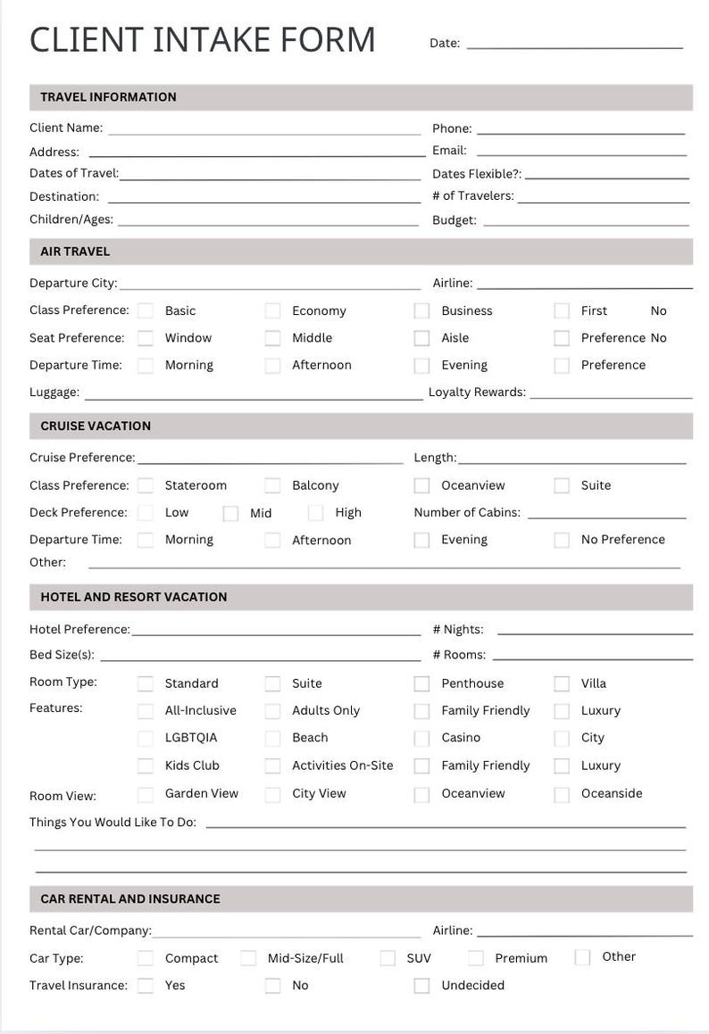 Customizable Client Intake Form - Multi-color Digital PDF - Remarkable ...