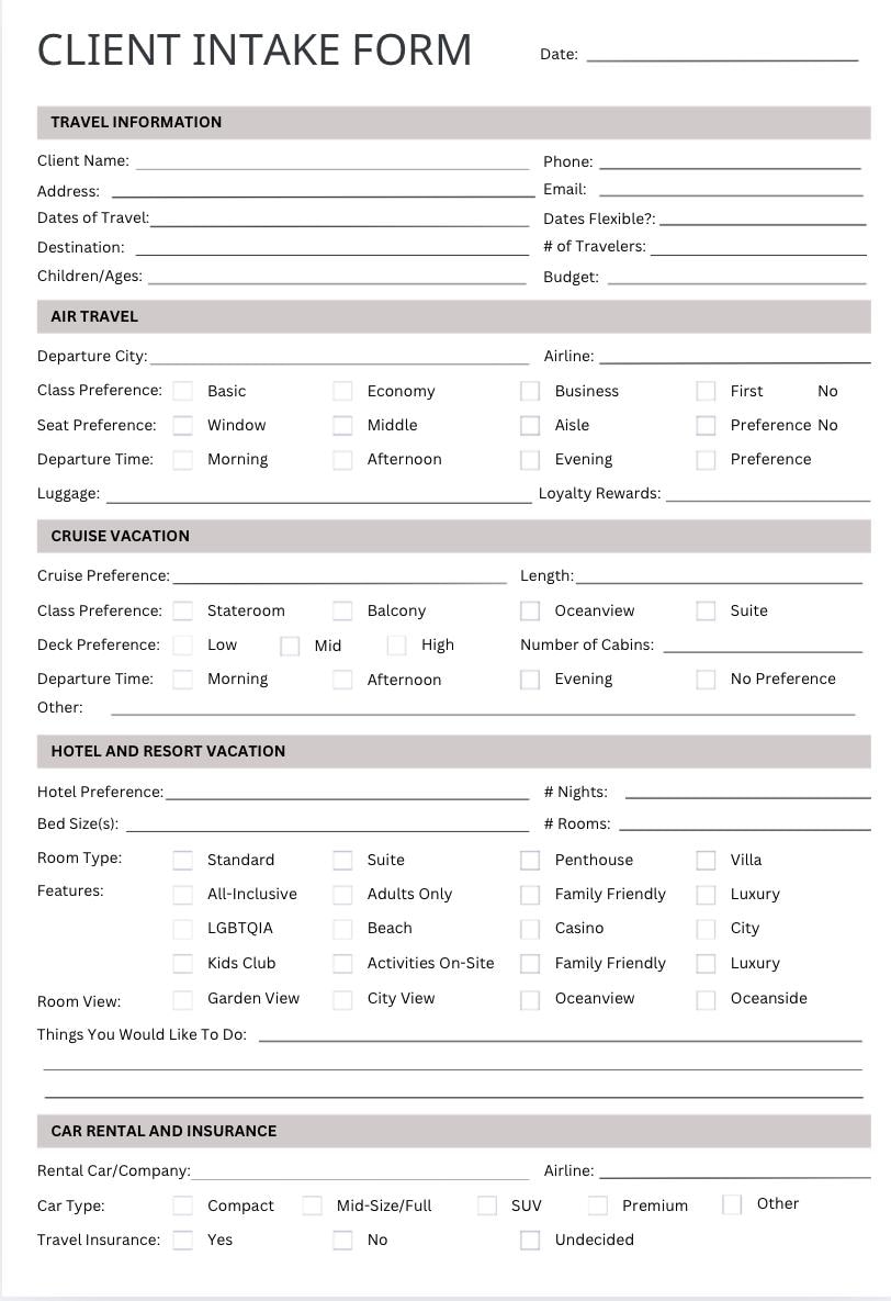 Customizable Client Intake Form - Multi-color Digital PDF - Remarkable ...