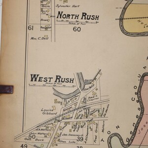 Large Town of Rush NY Antique 1902 Map of Rush New York, Rochester NY ...