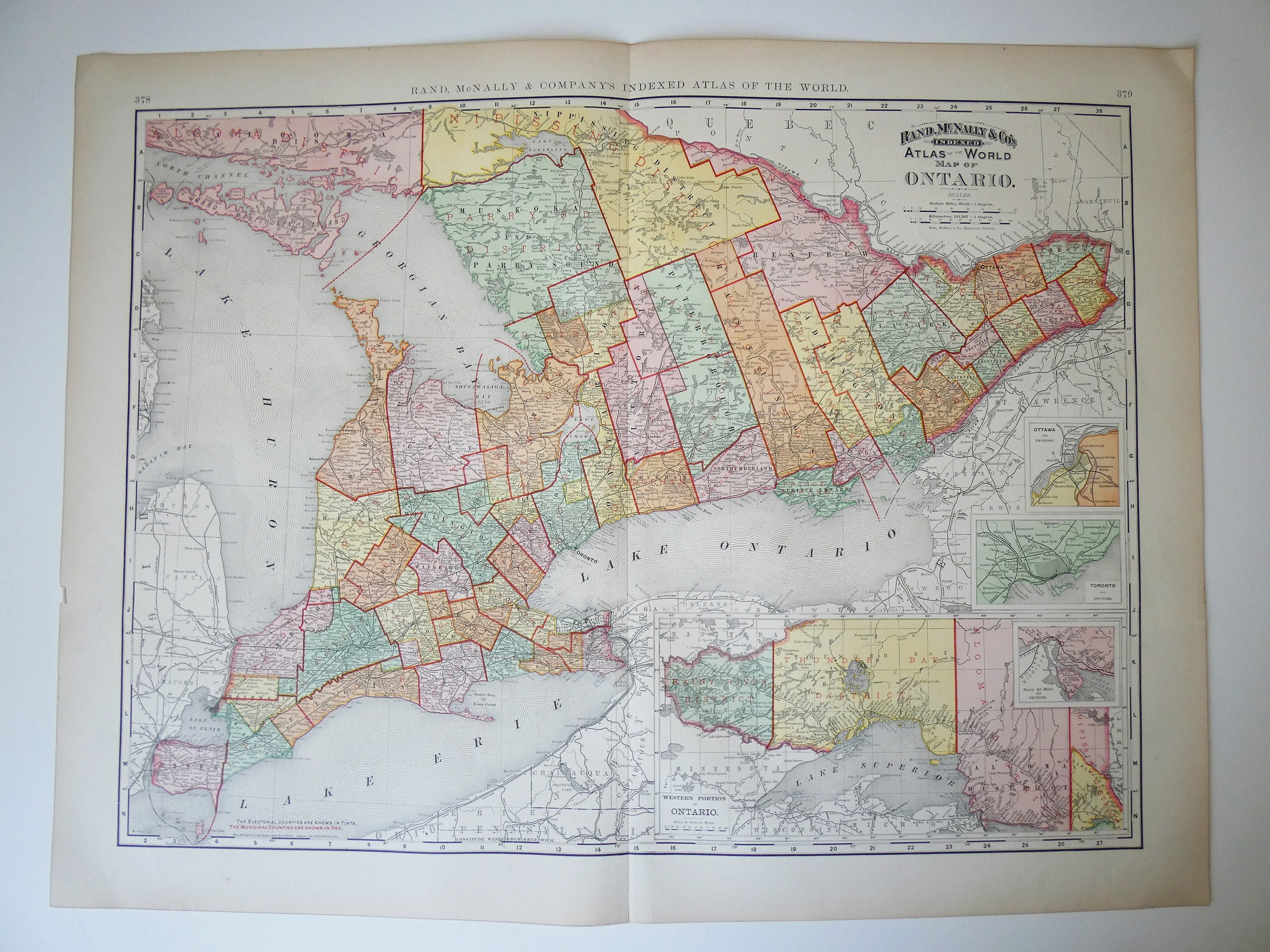 Large Vintage Ontario Canada Map 1892 Large Map of Ontario - Etsy UK