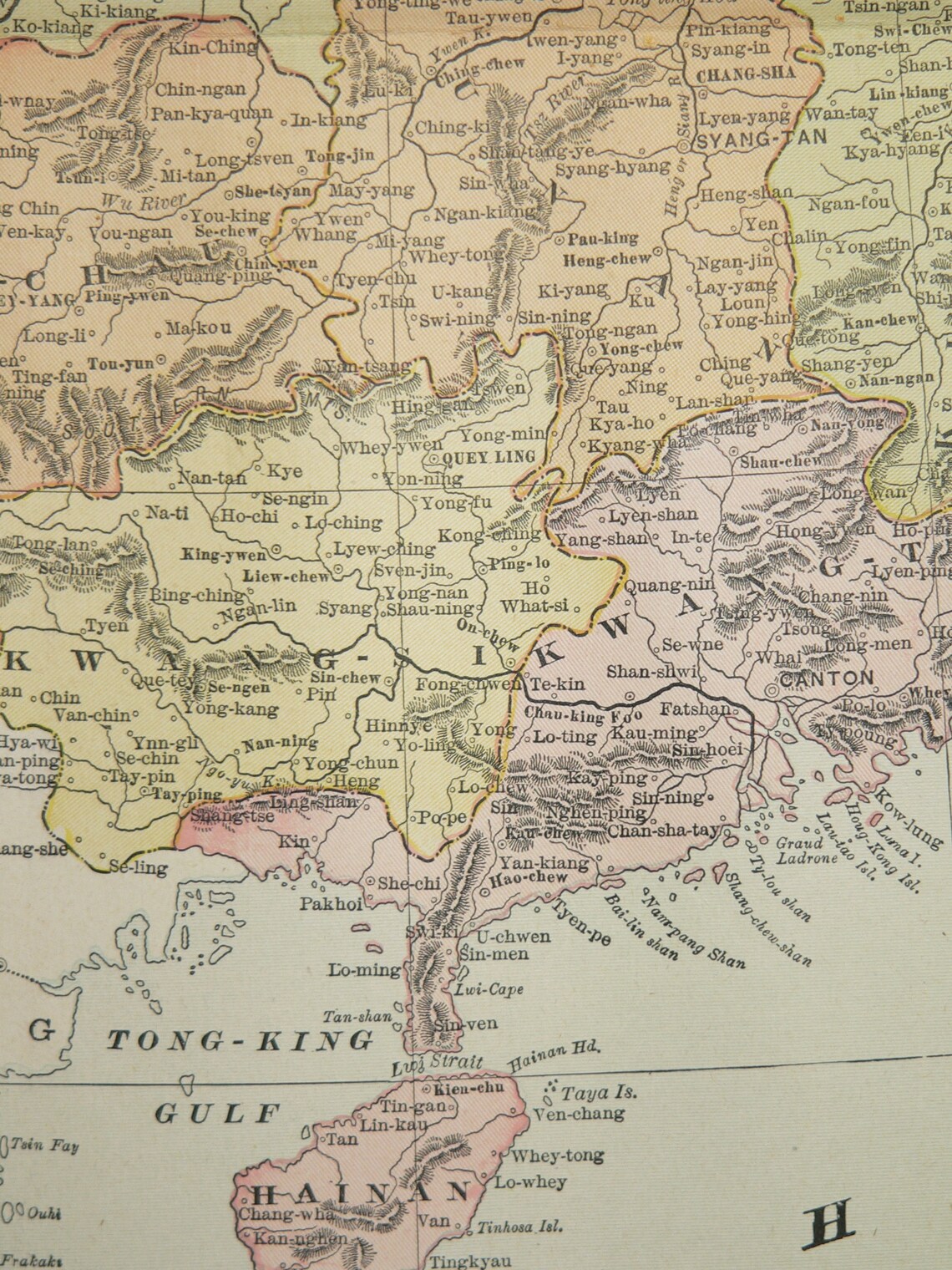 Antique 1888 Map of China With Egypt Nubia Abyssinia Arabia and India ...
