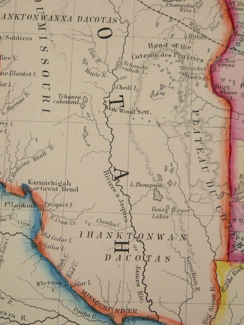 1860 Mitchell Minnesota and Dacotah Map Original Antique Map | Etsy