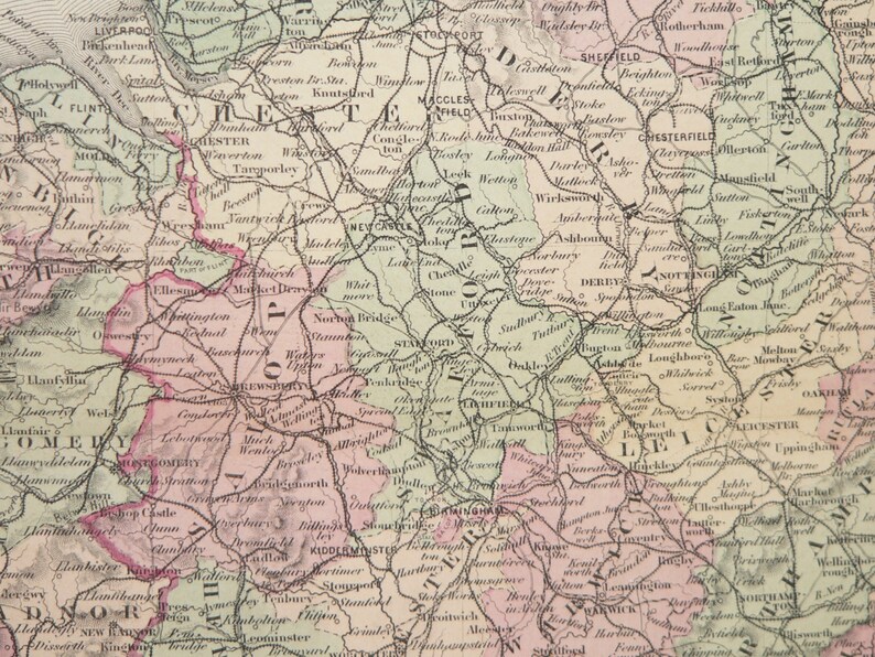 1881 Colton England Map Large Antique Map of England Wales | Etsy