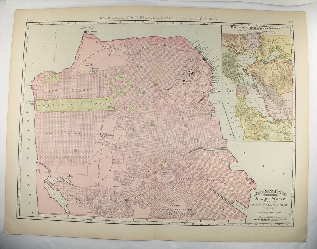 Big Antique 1897 San Francisco Map, Large City Map San Francisco CA ...