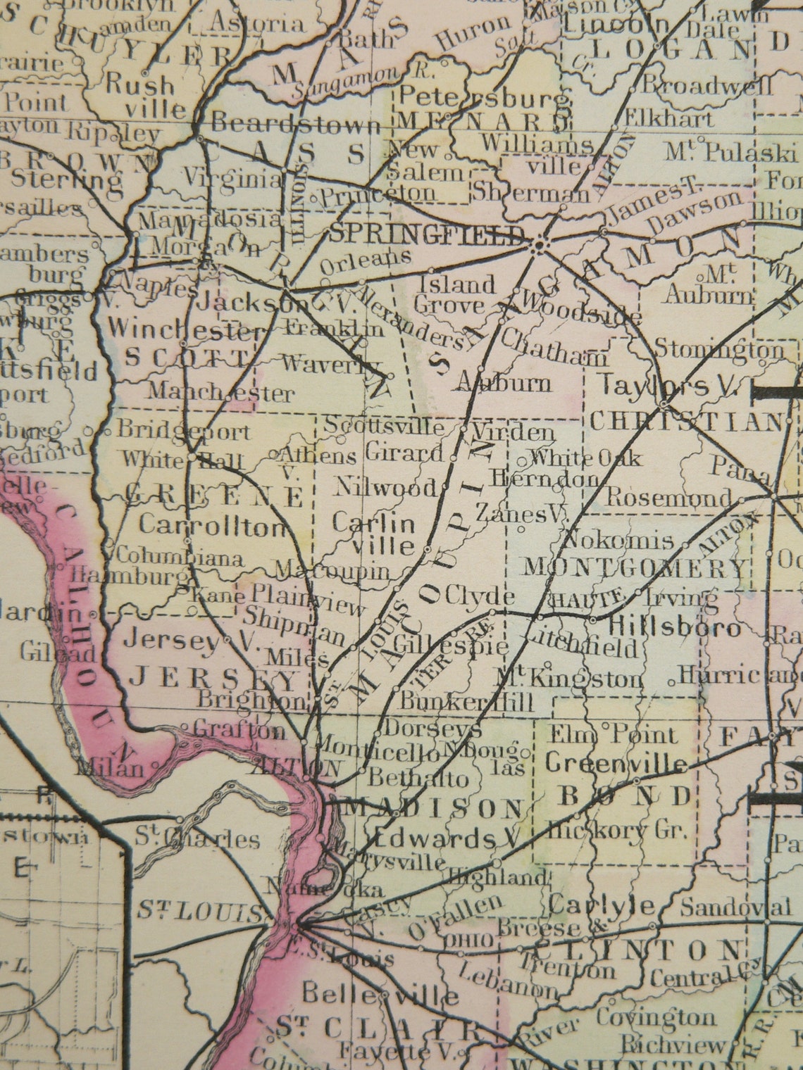 1872 Mitchell Illinois Map, IL Map, Antique Map of Illinois State ...