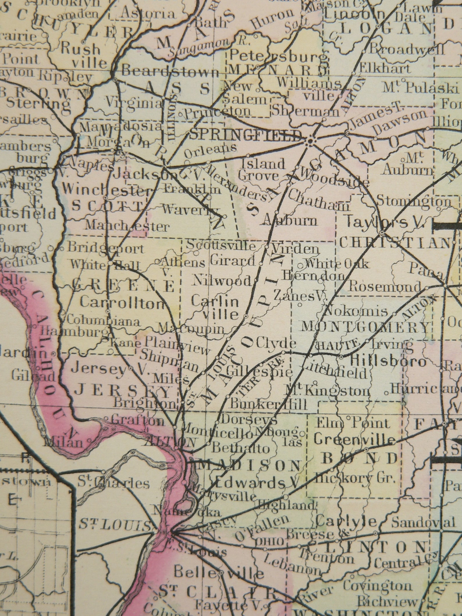 1872 Mitchell Illinois Map, IL Map, Antique Map of Illinois State ...