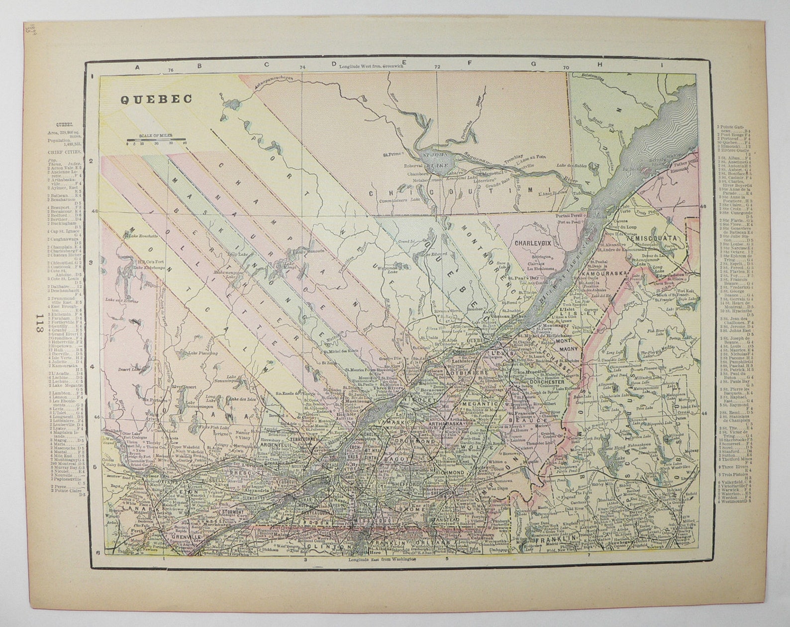 Vintage Quebec Map Ontario Canada Map 1899 Antique Map Quebec - Etsy