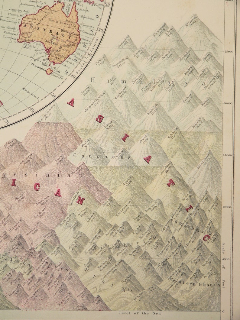 Antique World Map 1873 A C Black Map of the World Hemisphere | Etsy