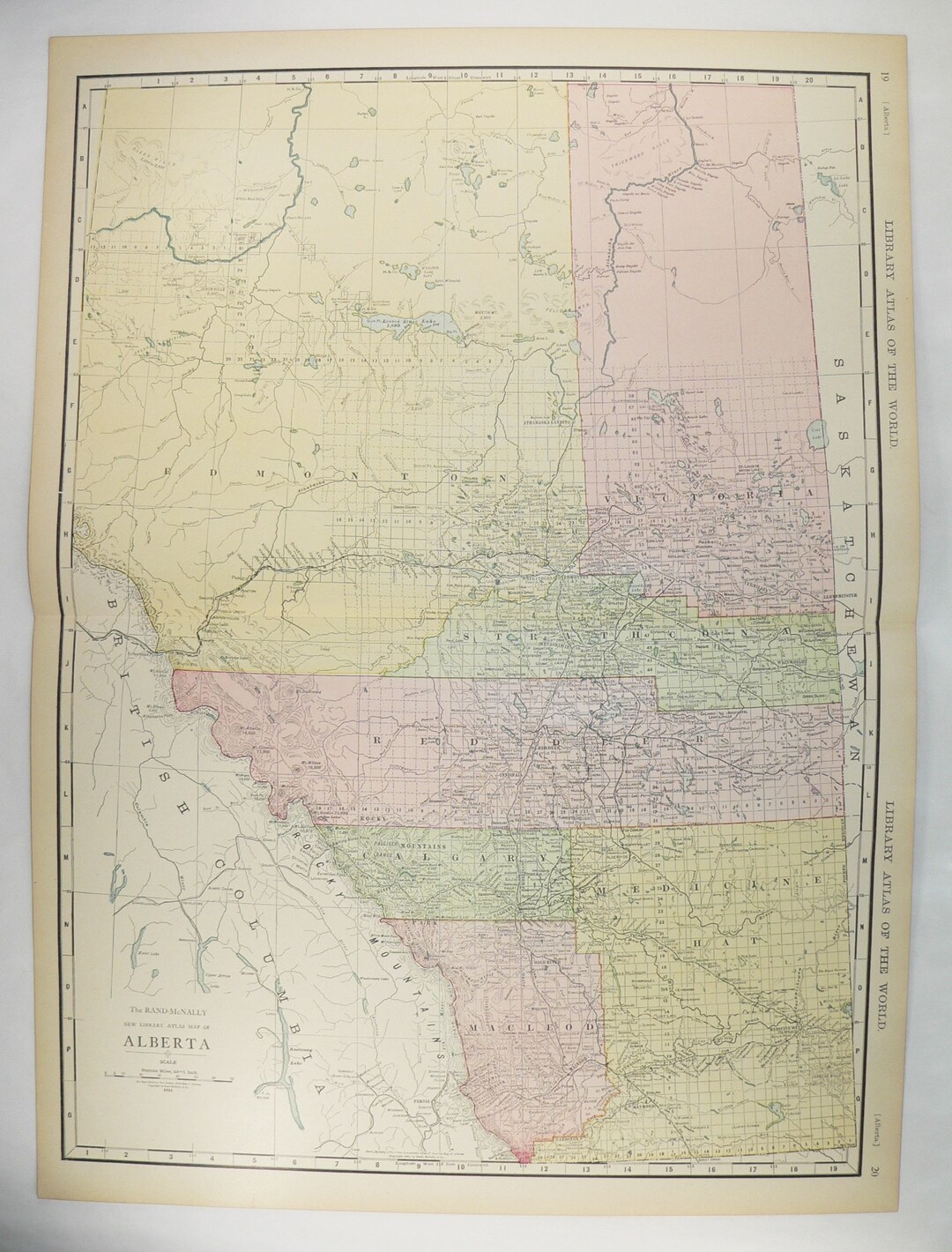 1912 Large Alberta Canada Map, Antique Rand Mcnally Atlas Map - Etsy