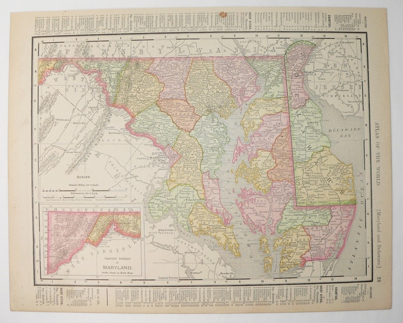 1900 Map of Baltimore With Maryland and Delaware Original | Etsy