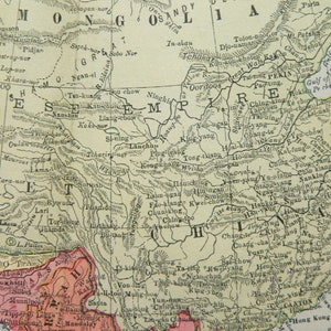 Original 1884 Cram Asia Map Middle East China India - Etsy