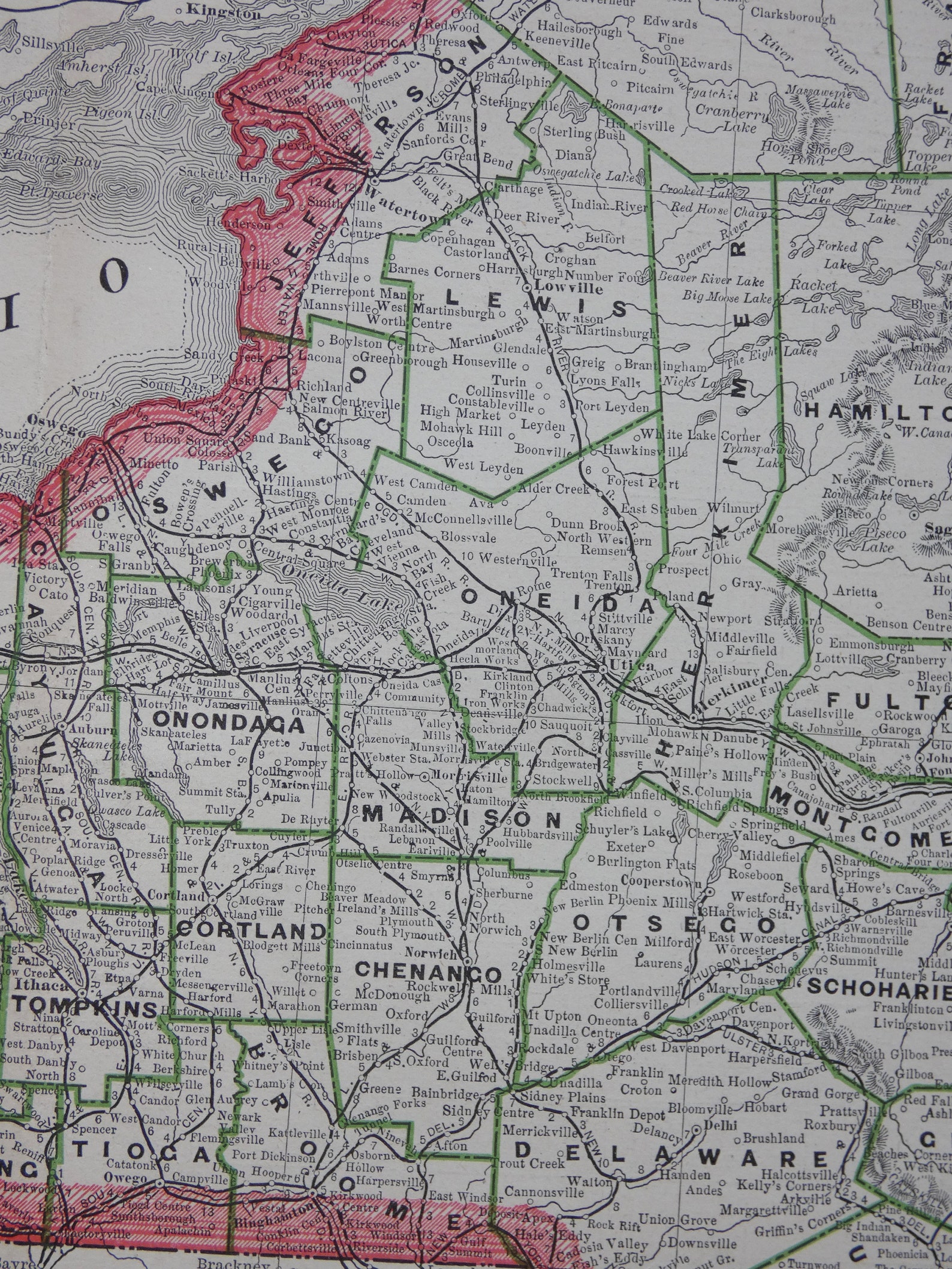 Antique New York Map 1884 Cram Map of New York State Long | Etsy