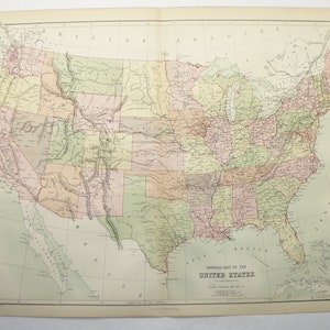 Antique United States Map 1873 Large Vintage Map United States, USA Map ...