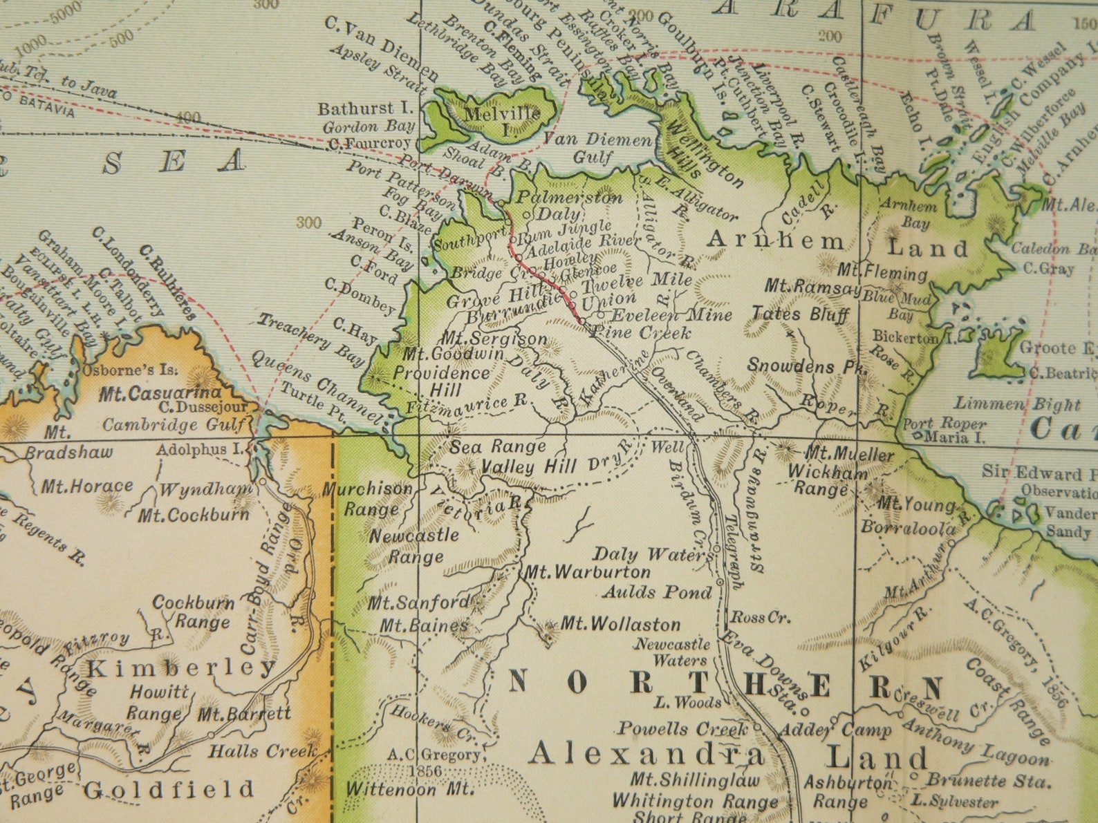 1899 Century Australia Map With Tasmania, Real Vintage Map of Australia ...
