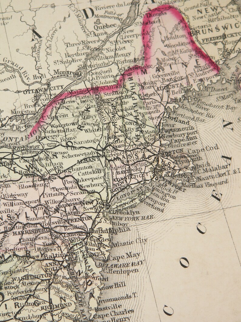 Antique Map of United States Map USA Vintage Map 1872 Mitchell | Etsy