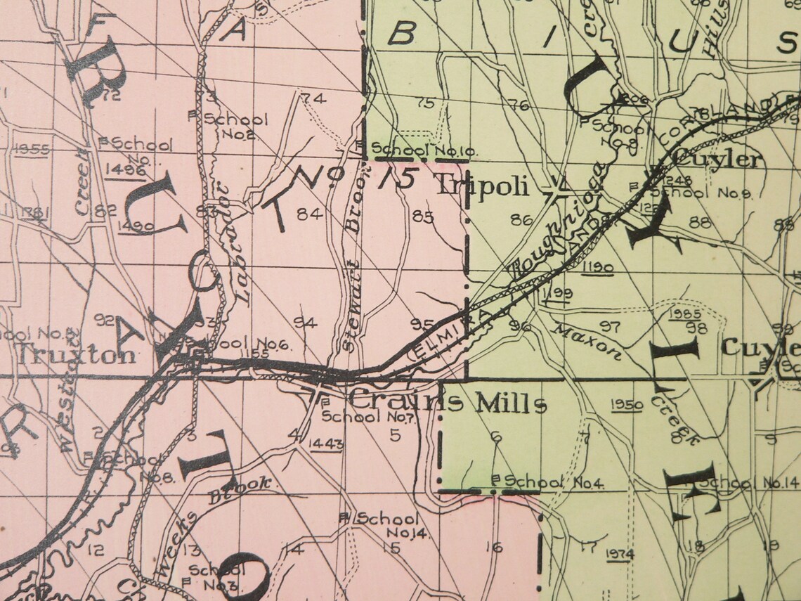 Large Map Cortland County NY Cortland NY Map 1912 New York | Etsy