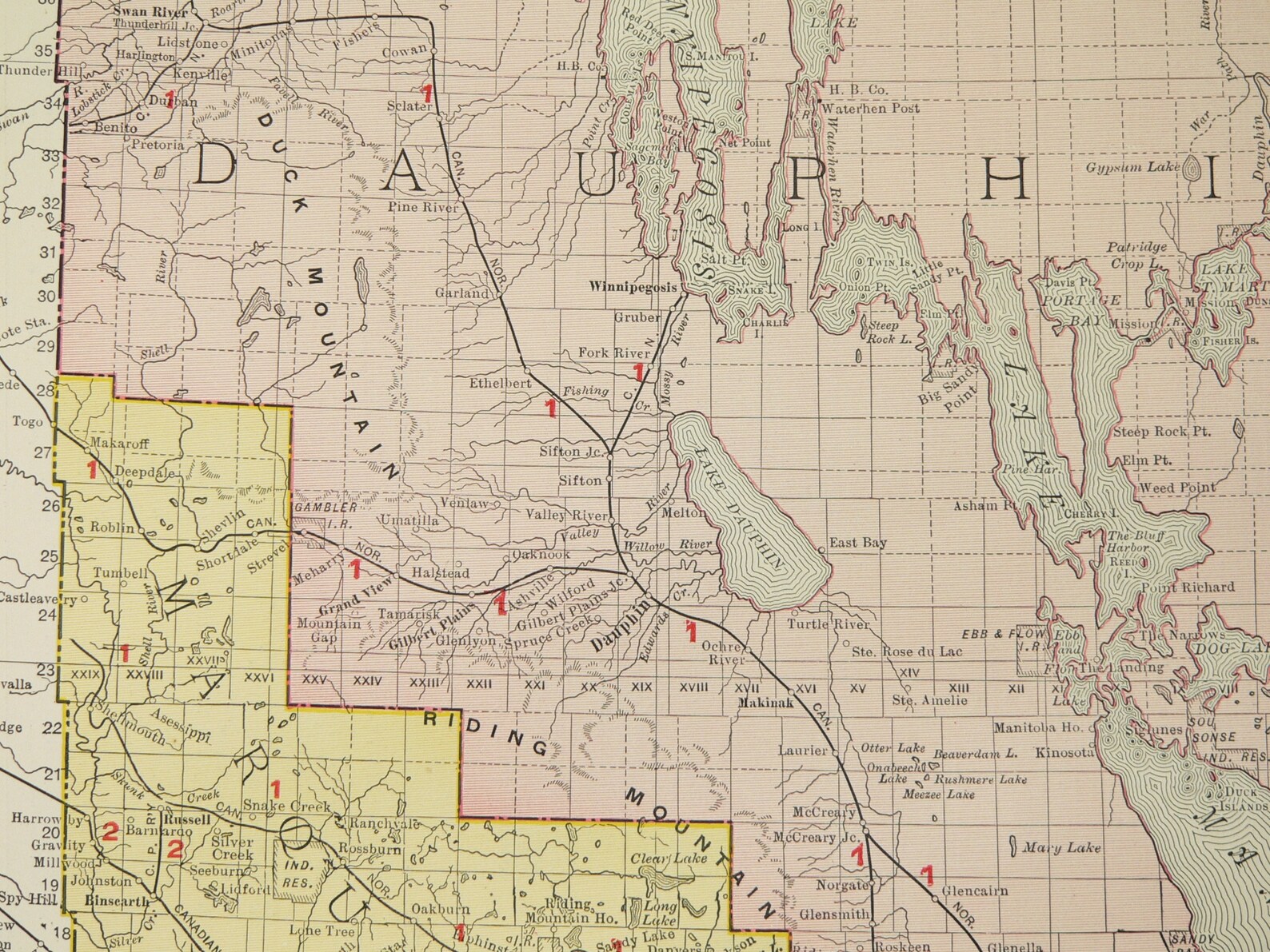 1908 Map of Manitoba Canada, Original Antique Map, Vintage Manitoba Map ...