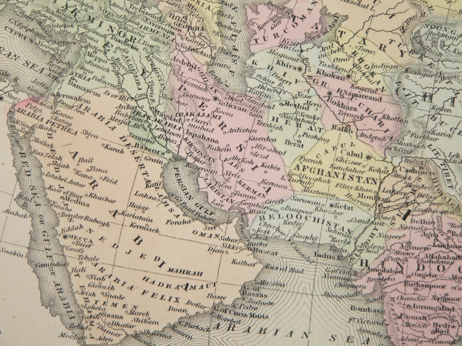Asia Map China India Map Persian Gulf Malaysia Map 1858 Mitchell Map ...