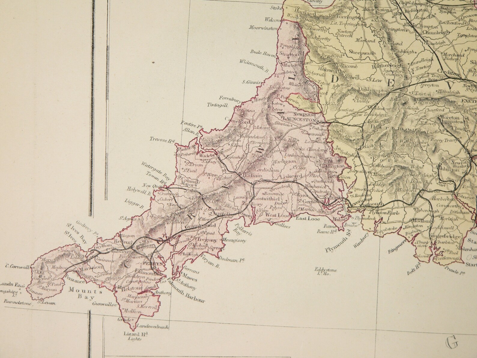 1873 Antique England Map 1873 A C Black Map of Southern England ...