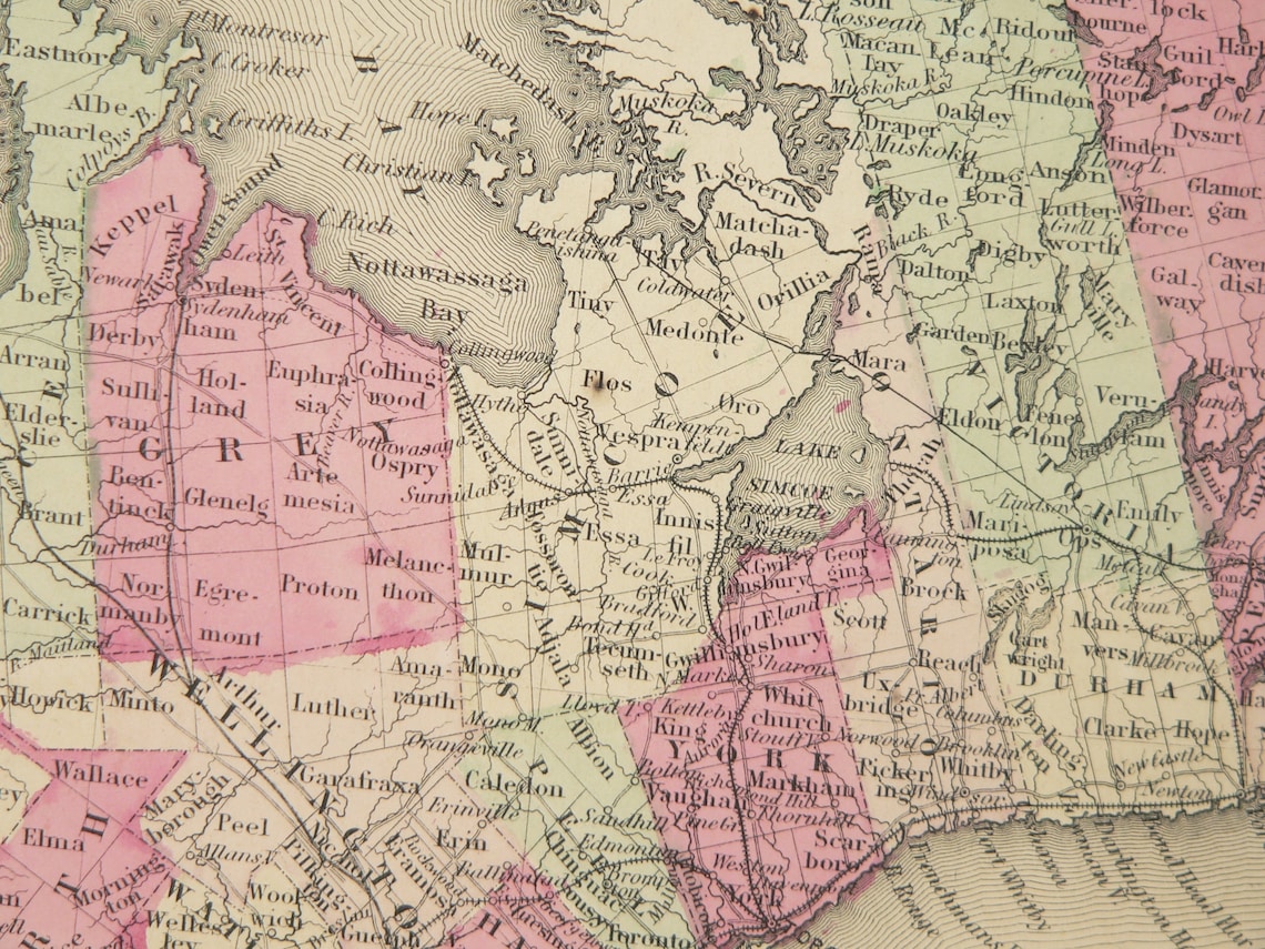 Original Antique Map of Canada 1864 Johnson Ontario and | Etsy