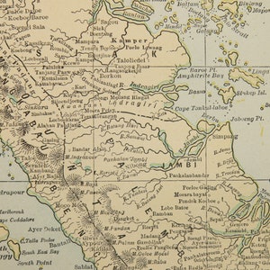 1900 Antique Java Map, Sumatra Map, Indonesia Island Map, East Indies ...