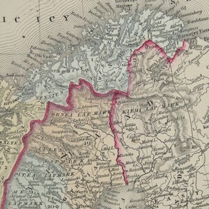 Sweden Map Norway 1858 Mitchell Map Sweden Norway, Vintage Scandinavian ...