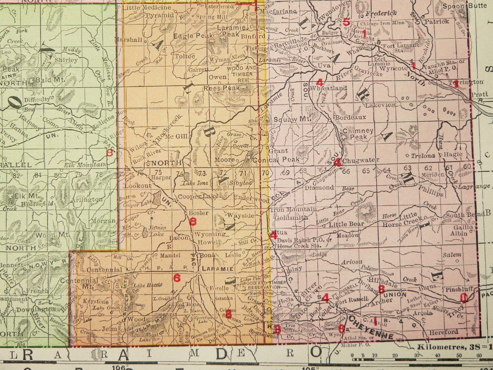 Antique Map of Wyoming 1908 Vintage Wyoming Map Western - Etsy
